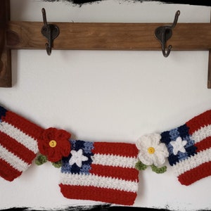 Red White and Bloom Patriotic Flag Bunting Crochet Pattern, Digital ...