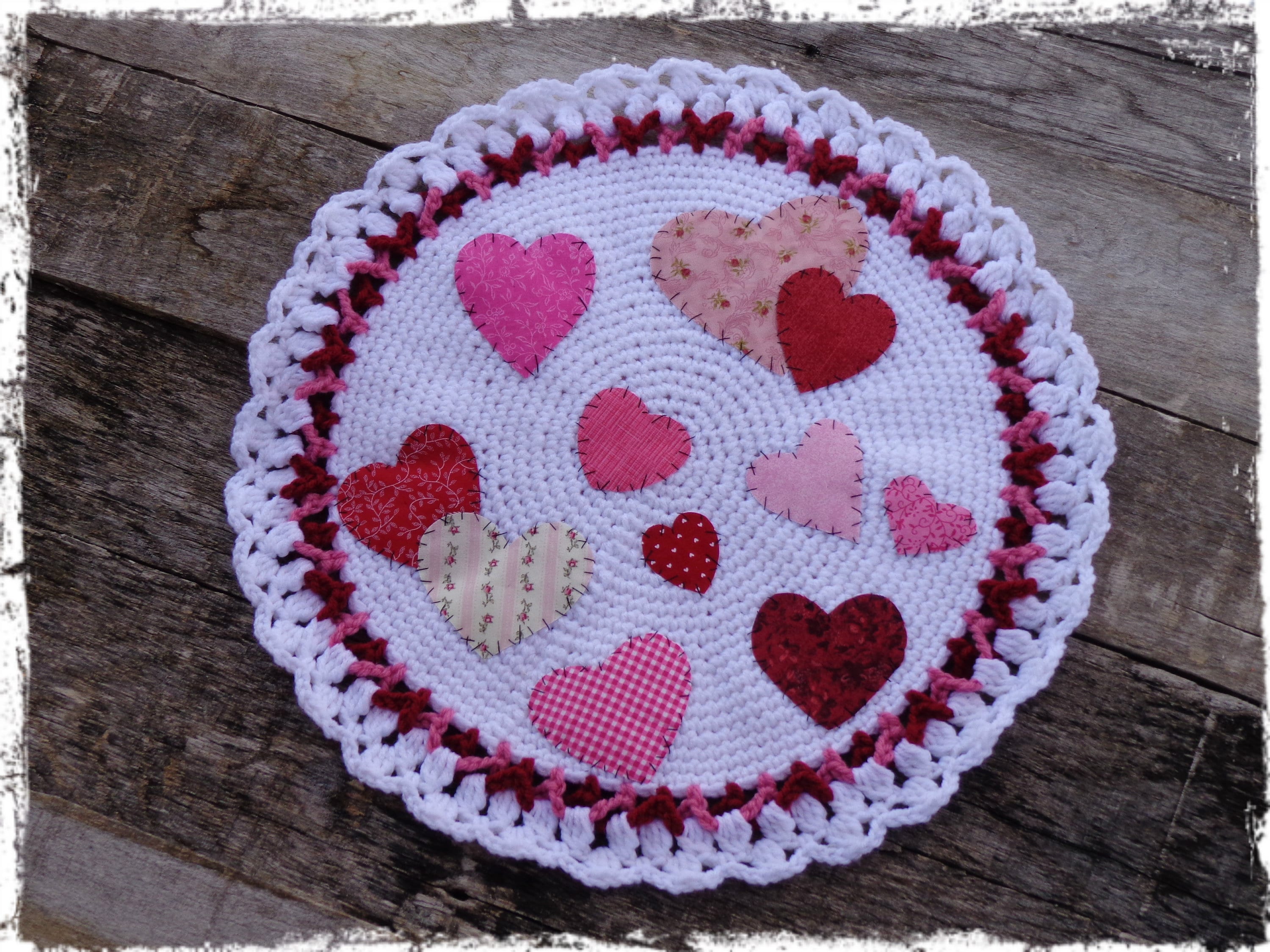 Valentine Table Topper Crochet Pattern, Heart Doily, Valentine's Day ...