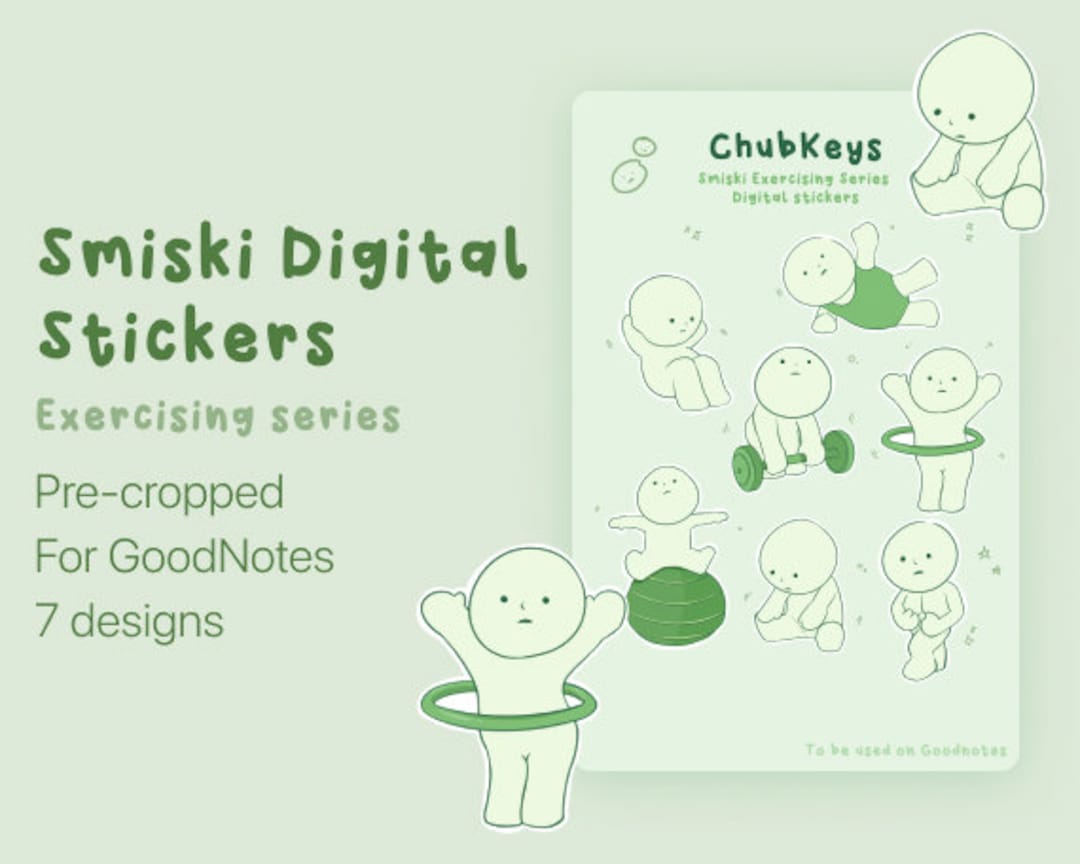 Cute Smiski Digital Sticker Sheet | Exercising Series | Goodnotes ...