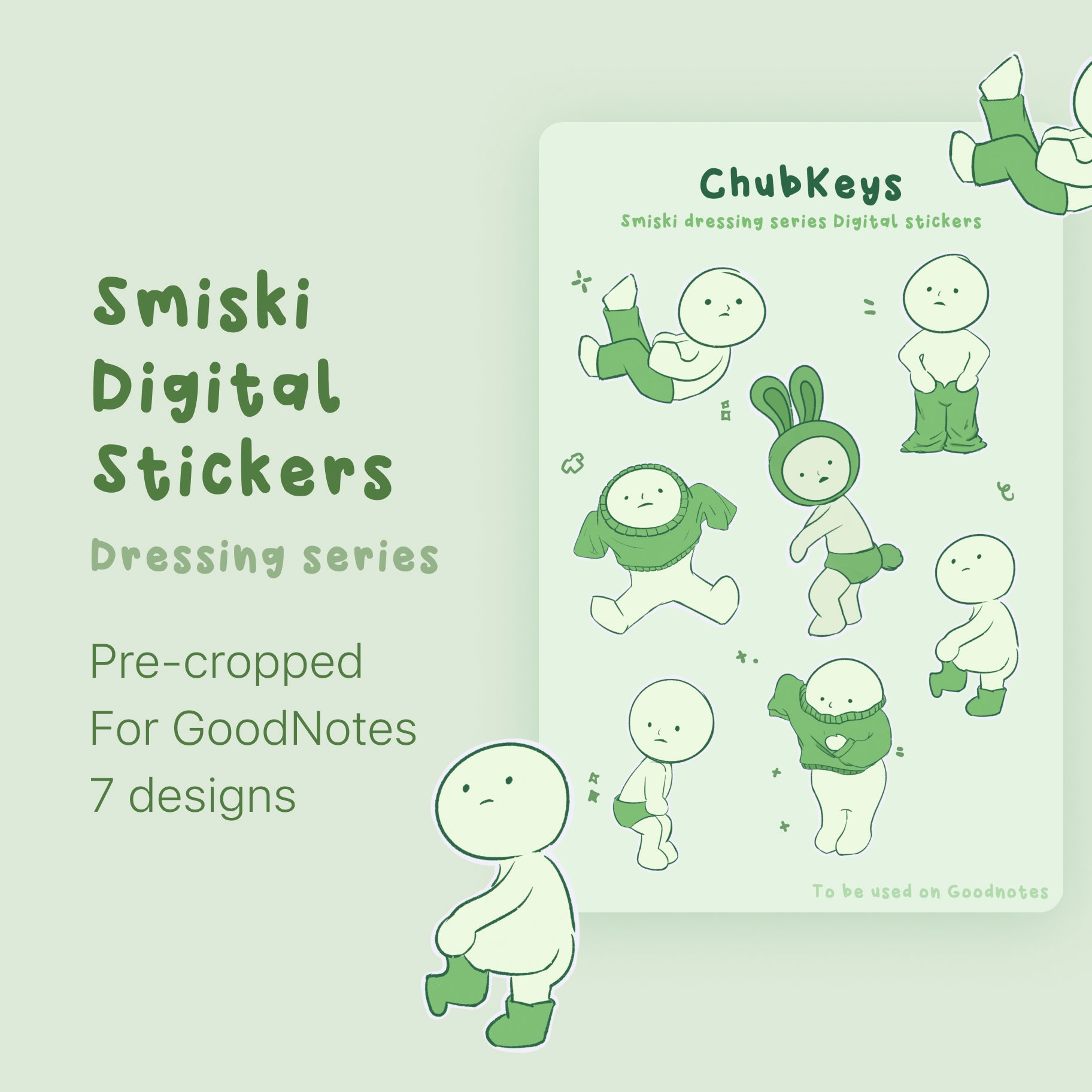 Cute Smiski Digital Sticker Sheet Dressing Series Goodnotes Hand-drawn ...