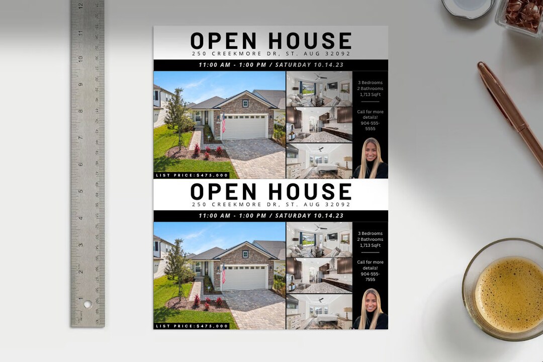 Canva Template -open House Flyers, Marketing New Listing, Door Knocking ...