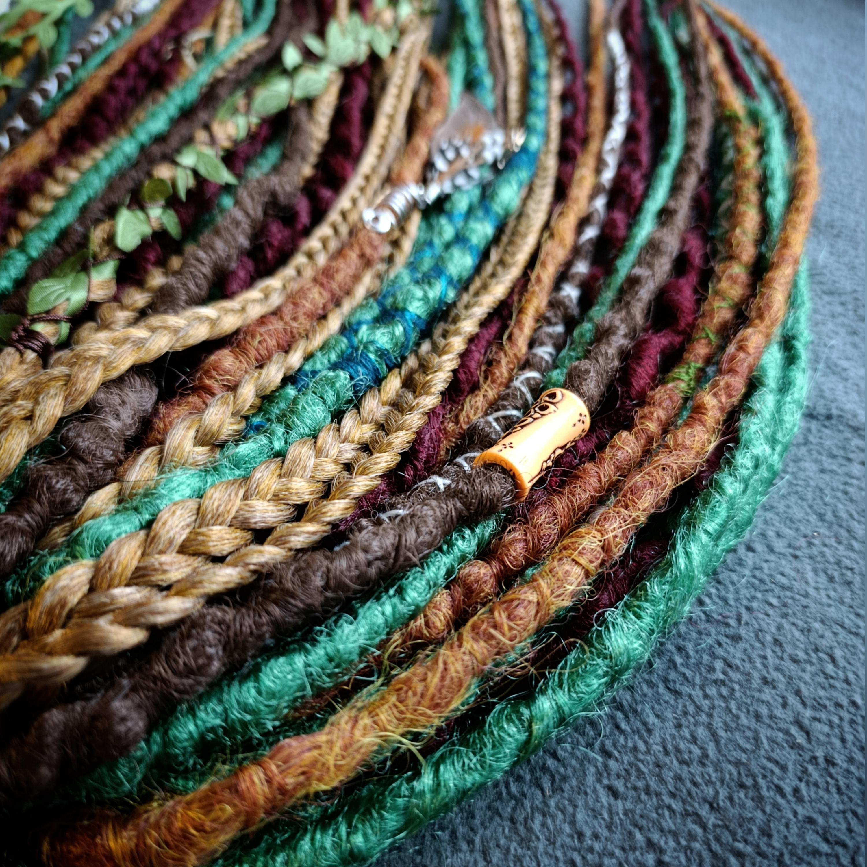 Forest Ombre Boho Viking Dreads & Braids – Green Brown SE/DE Synthetic ...