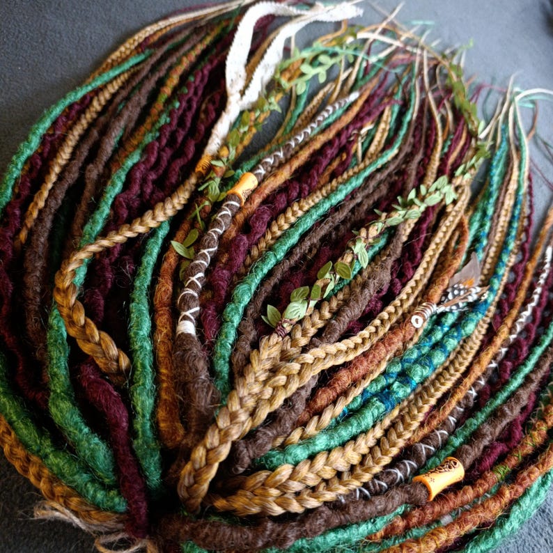 Forest Ombre Boho Viking Dreads & Braids – Green Brown SE/DE Synthetic ...