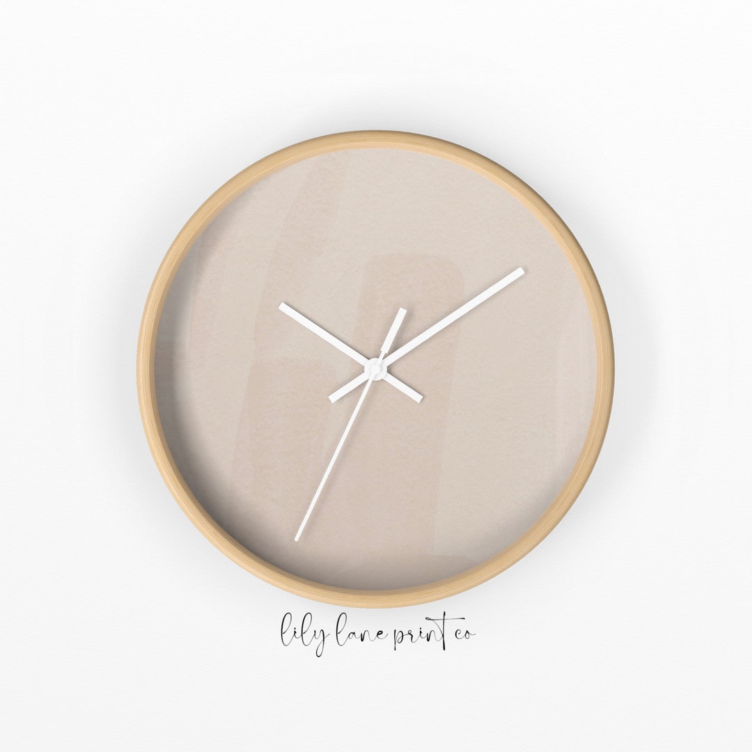 Nordic Wall Clock. Classic, Hand Painted Beige, Natural, Nordic, Wood ...