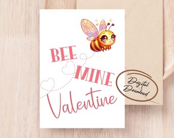 Bee Mine Printable PDF Valentine's Day Card - Etsy