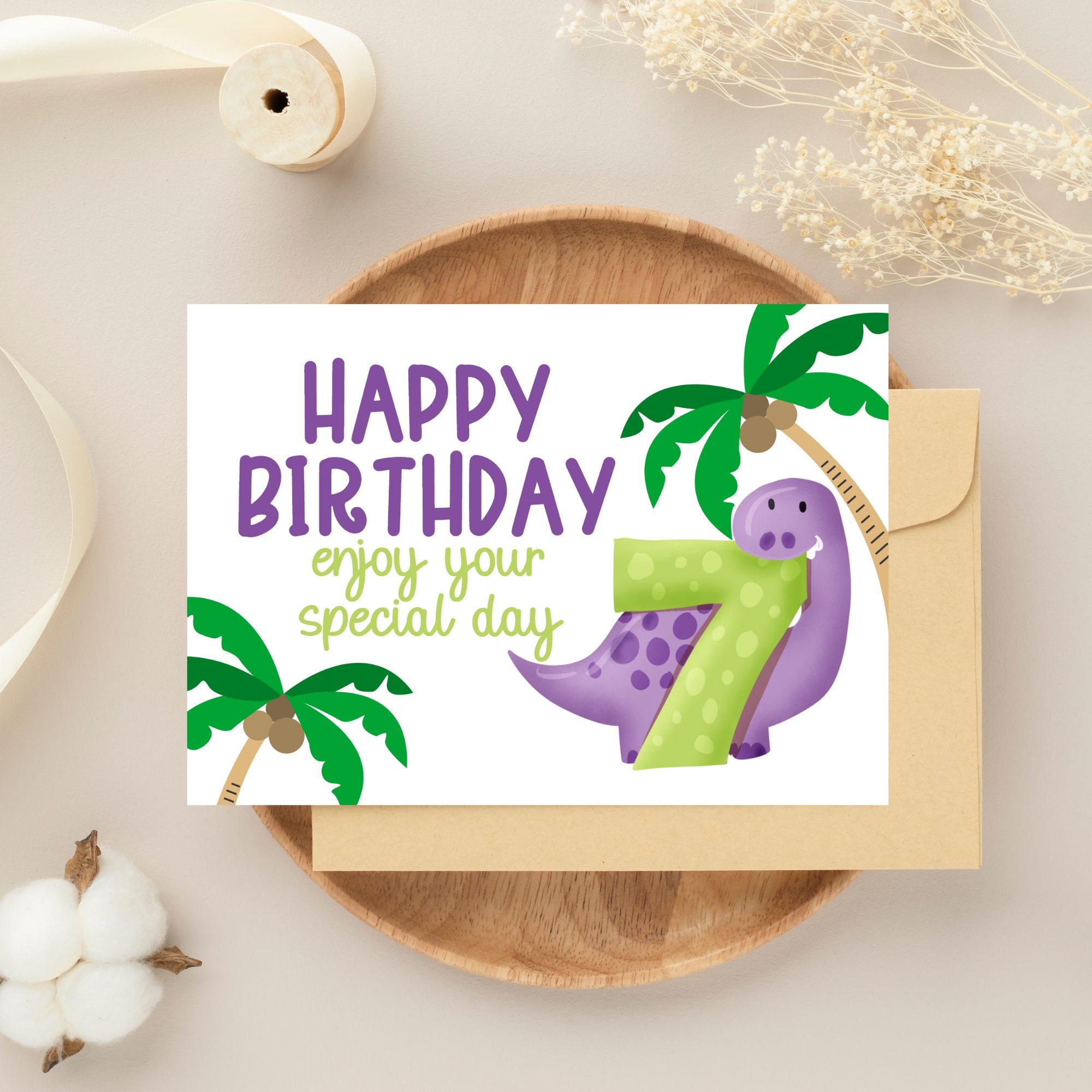 Happy Seventh Birthday Digital Greeting Card Printable Card - Etsy
