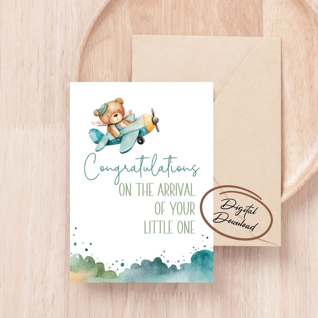 New Baby Digital Greeting Card, Printable Card, Instant Download, Baby ...
