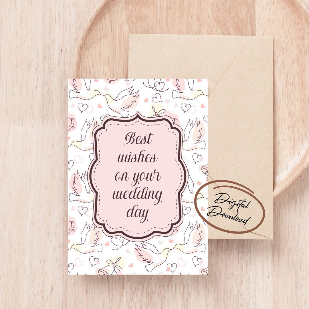 Wedding Digital Greeting Card, Printable Card, Instant Download, Bride ...