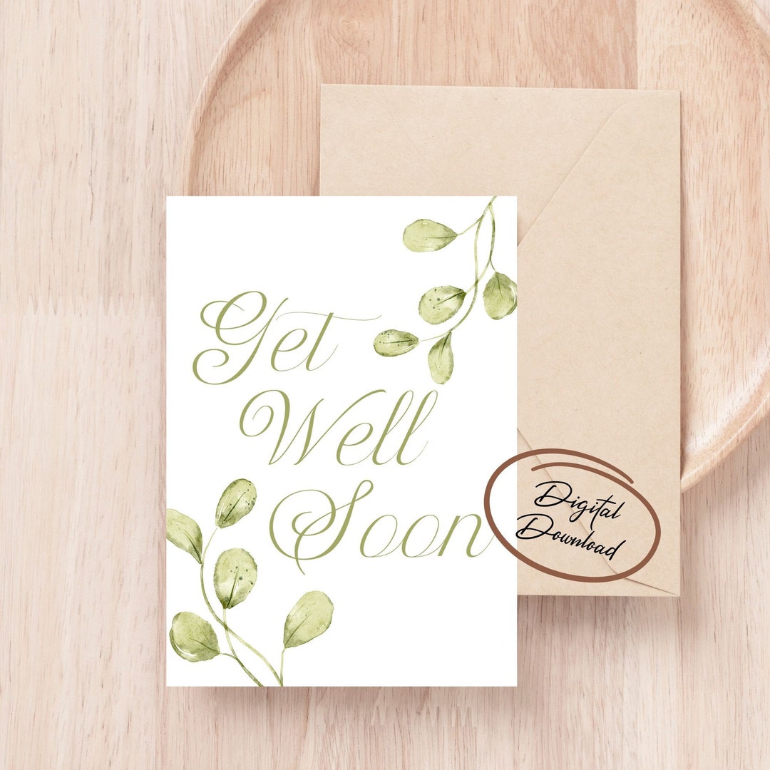 Get Well Soon Digital Greeting Card, Printable Card, Instant Download ...