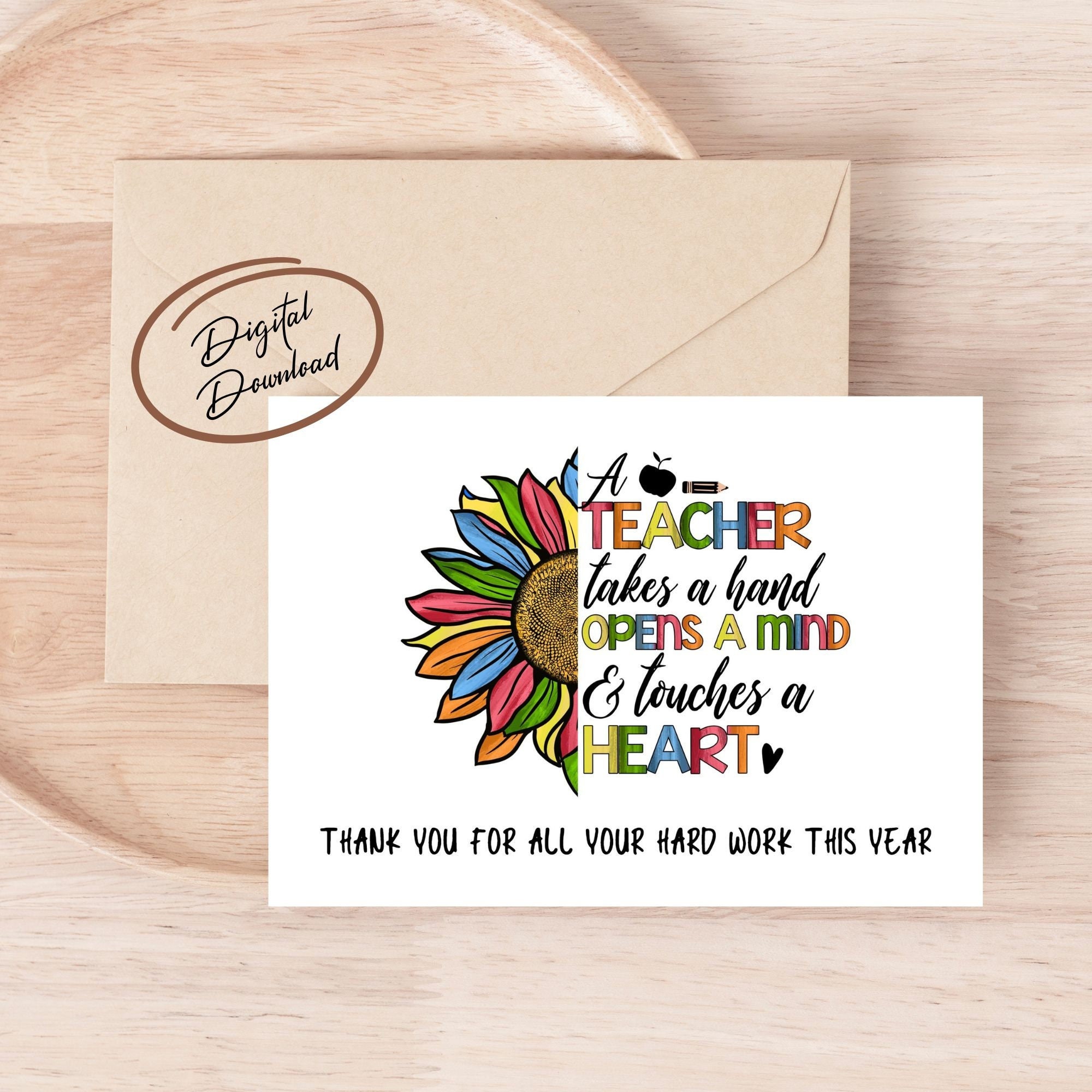 Teacher Digital Greeting Card, Printable Card, Instant Download, Blank ...