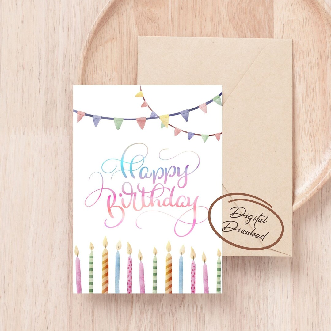 Happy Birthday Digital Greeting Card, Printable Card, Birthday Card ...