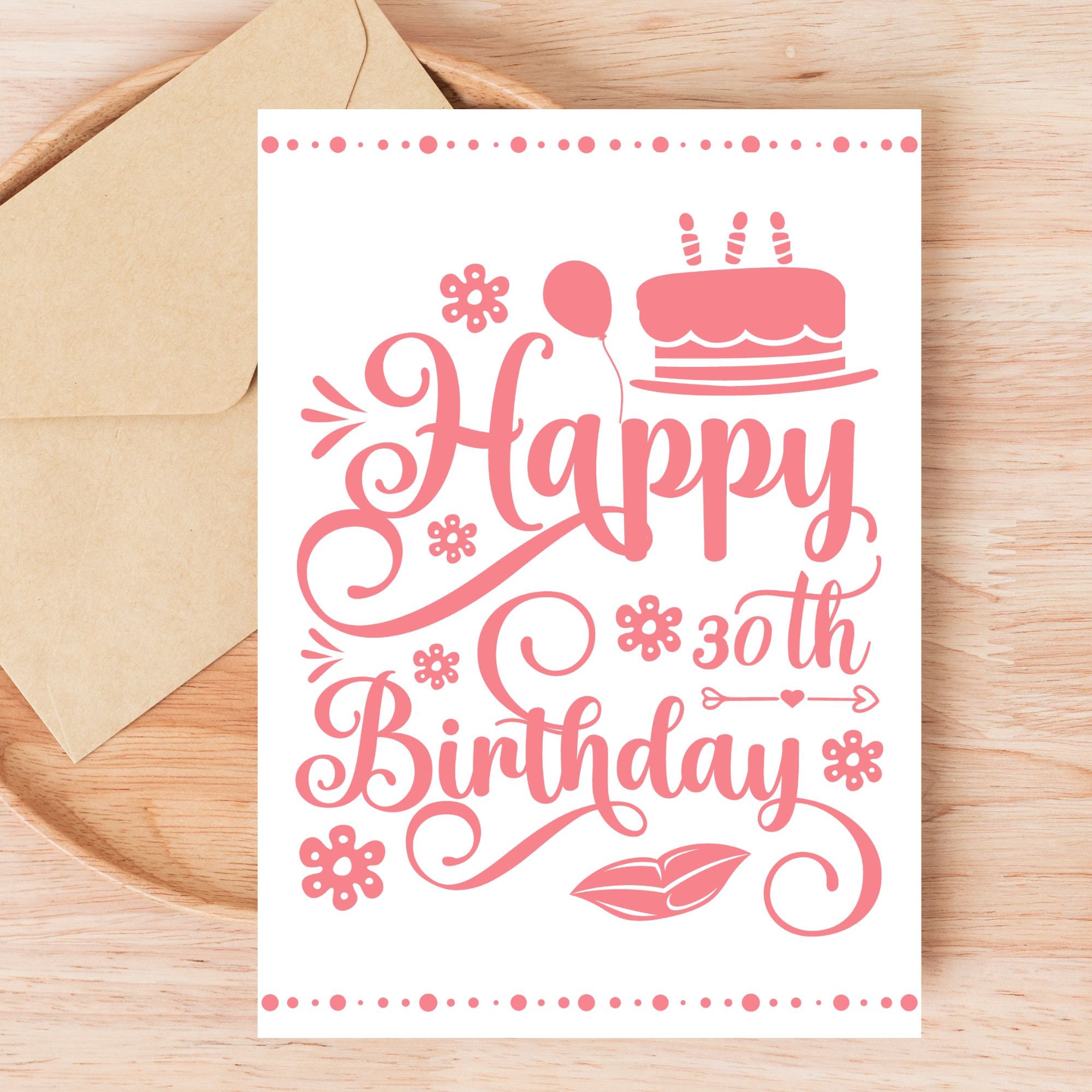 Happy 30th Birthday Digital Greeting Card, Printable Card, Birthday ...