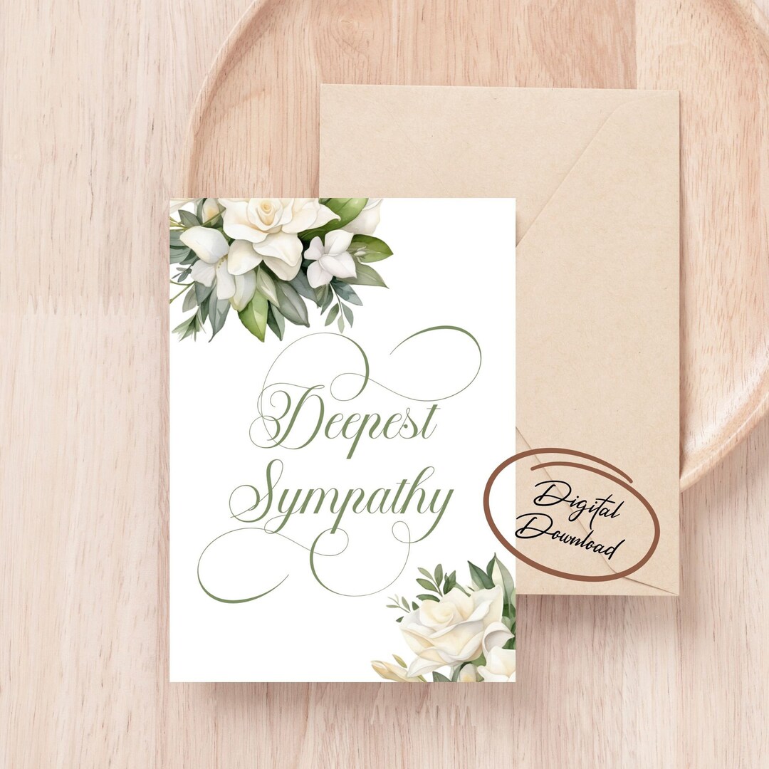 Deepest Sympathy Digital Greeting Card, Printable Card, Blank Card ...