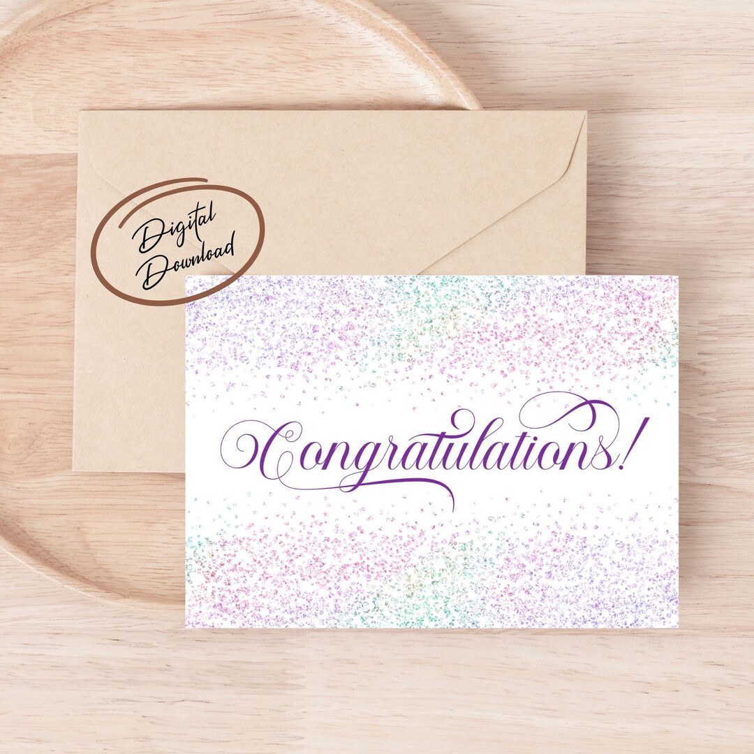 Congratulations Digital Greeting Card, Printable Card, Blank Card ...