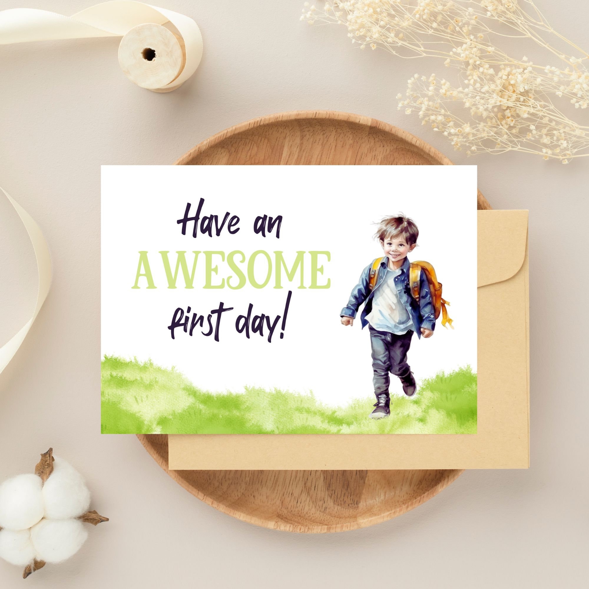 First Day of School Digital Greeting Card, Printable Card, Instant ...