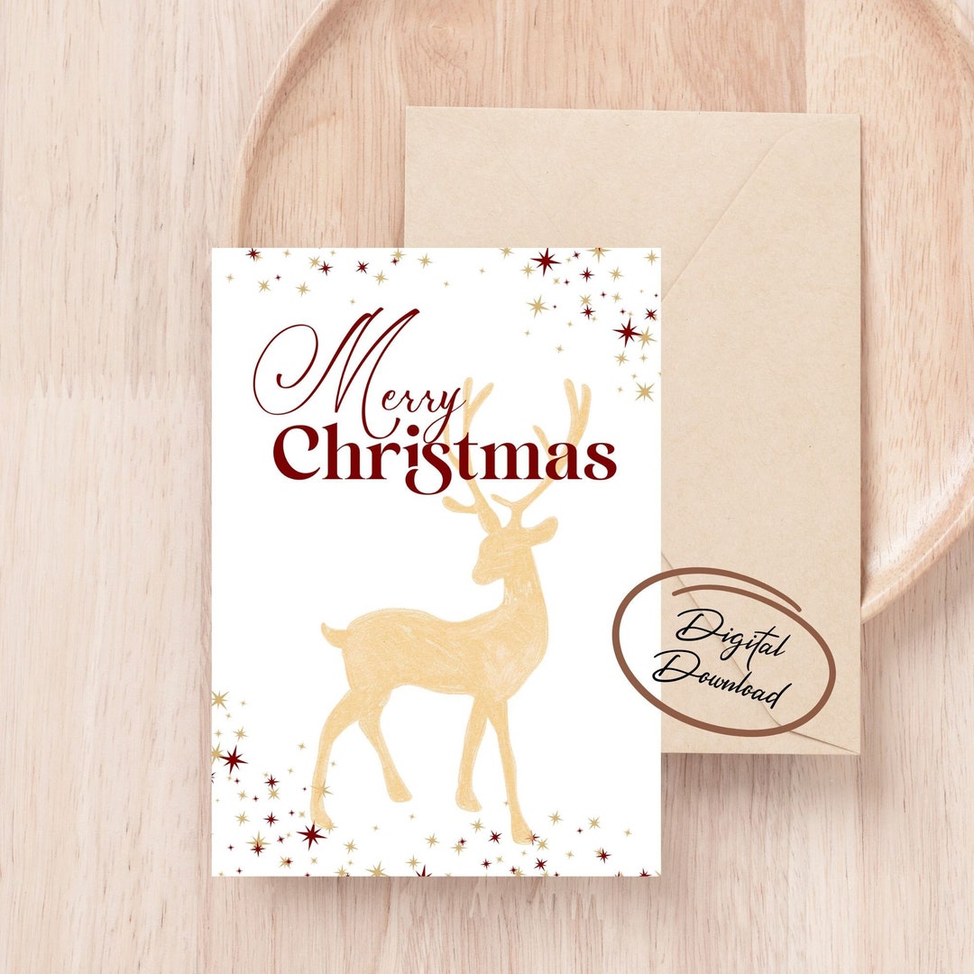 Merry Christmas Digital Holiday Card, Printable Card, Christmas Card ...