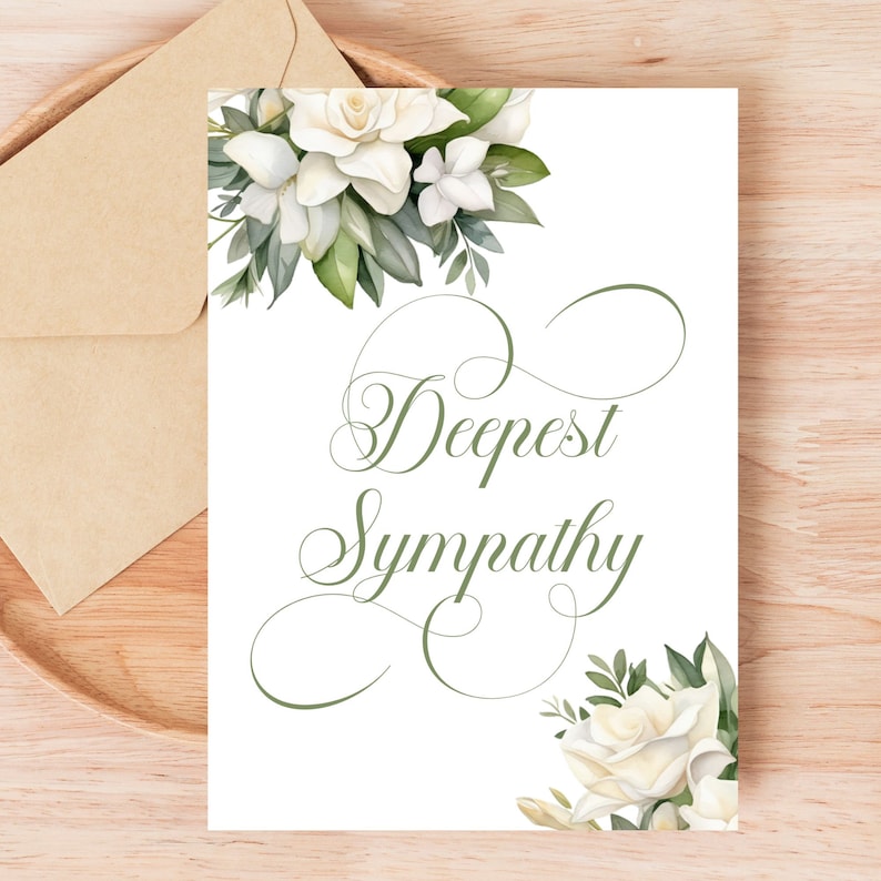 Deepest Sympathy Digital Greeting Card, Printable Card, Blank Card ...