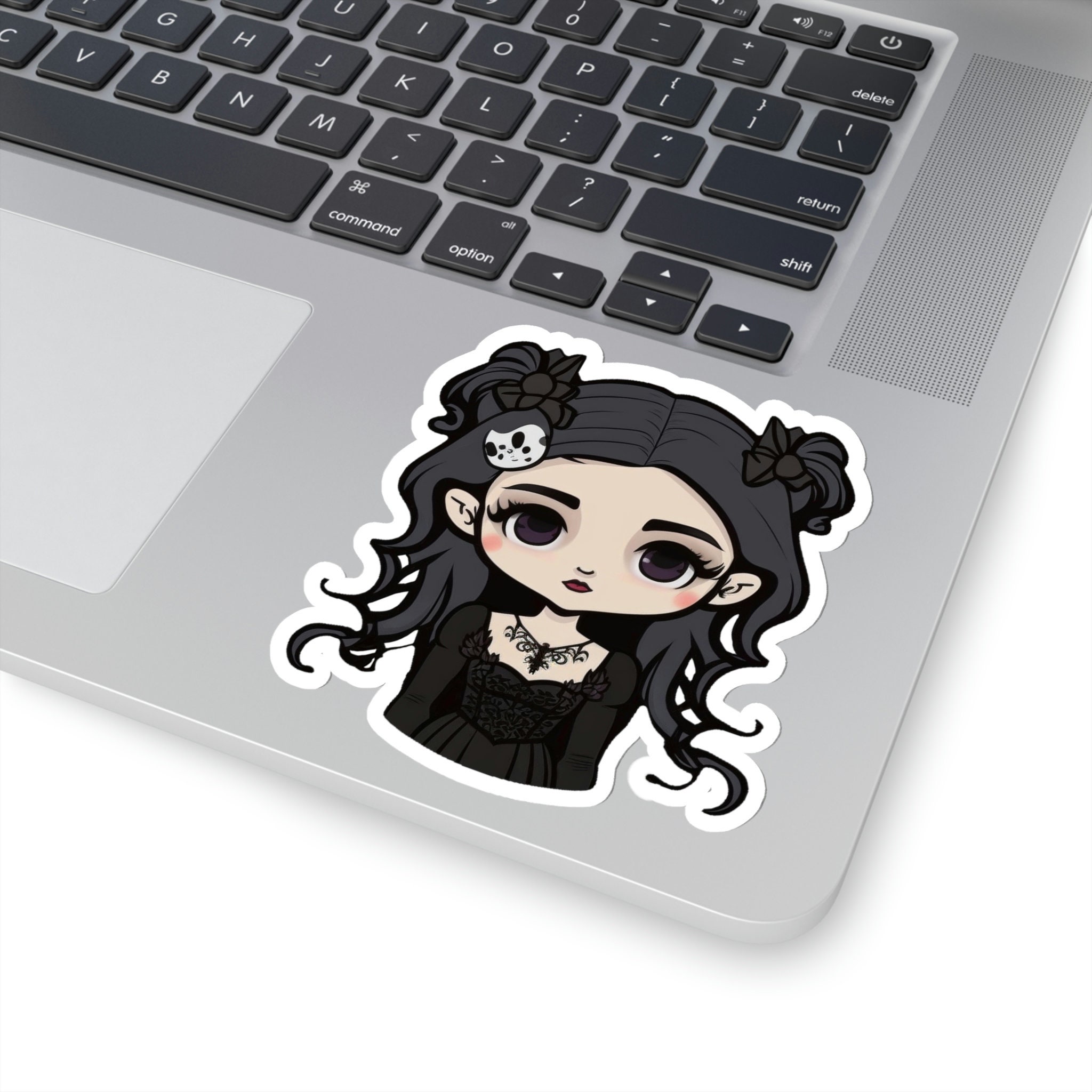 Gothic Girl With Skull Sticker - Kawaii Traditional Style - Porcelain ...