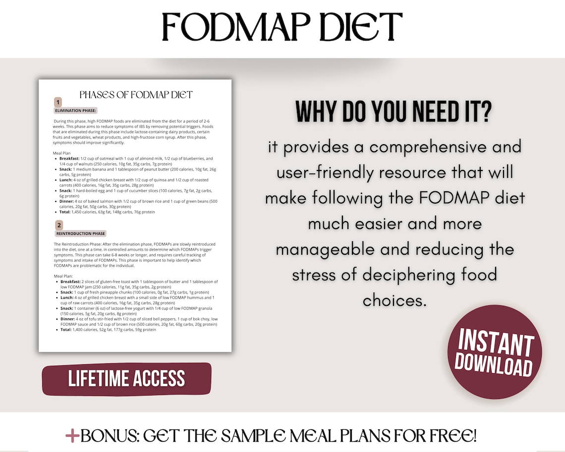 Fodmap Diet and Editable Grocery List Printable PDF, Low Fodmap Food ...