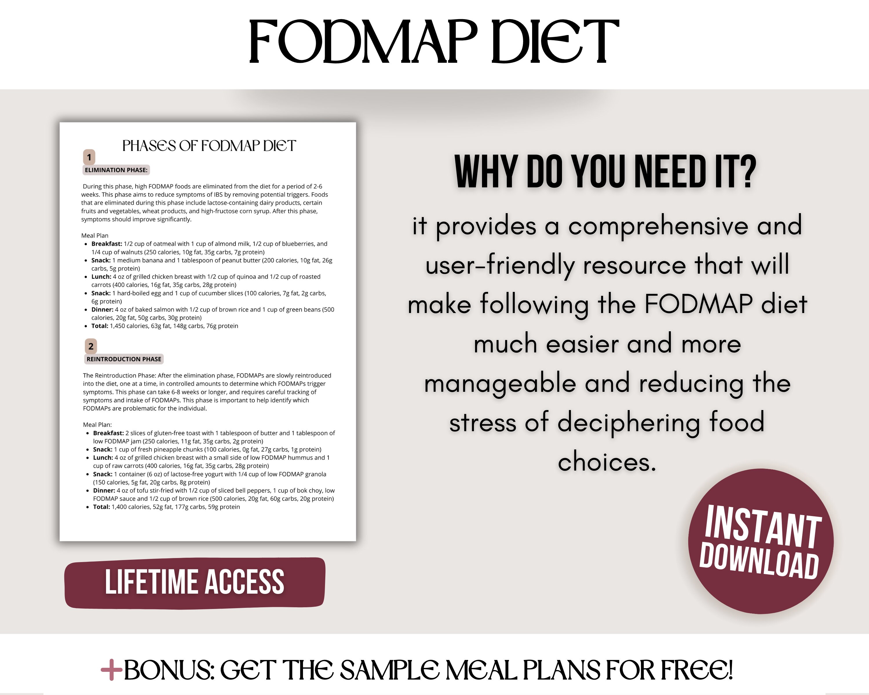 Fodmap Diet and Editable Grocery List Printable PDF, Low Fodmap Food ...
