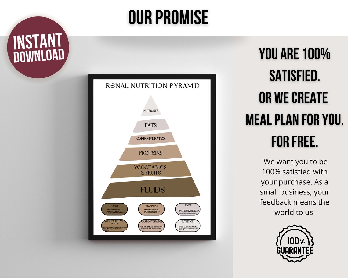 Renal Nutrition Pyramid Printable Wall Art, Kidney Diet PDF, Kidney ...