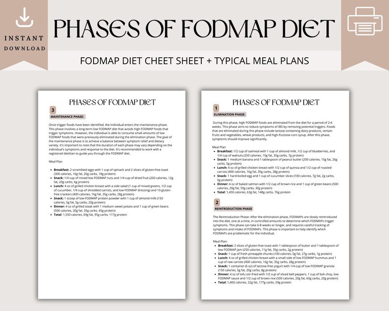 Fodmap Diet and Editable Grocery List Printable PDF Low - Etsy