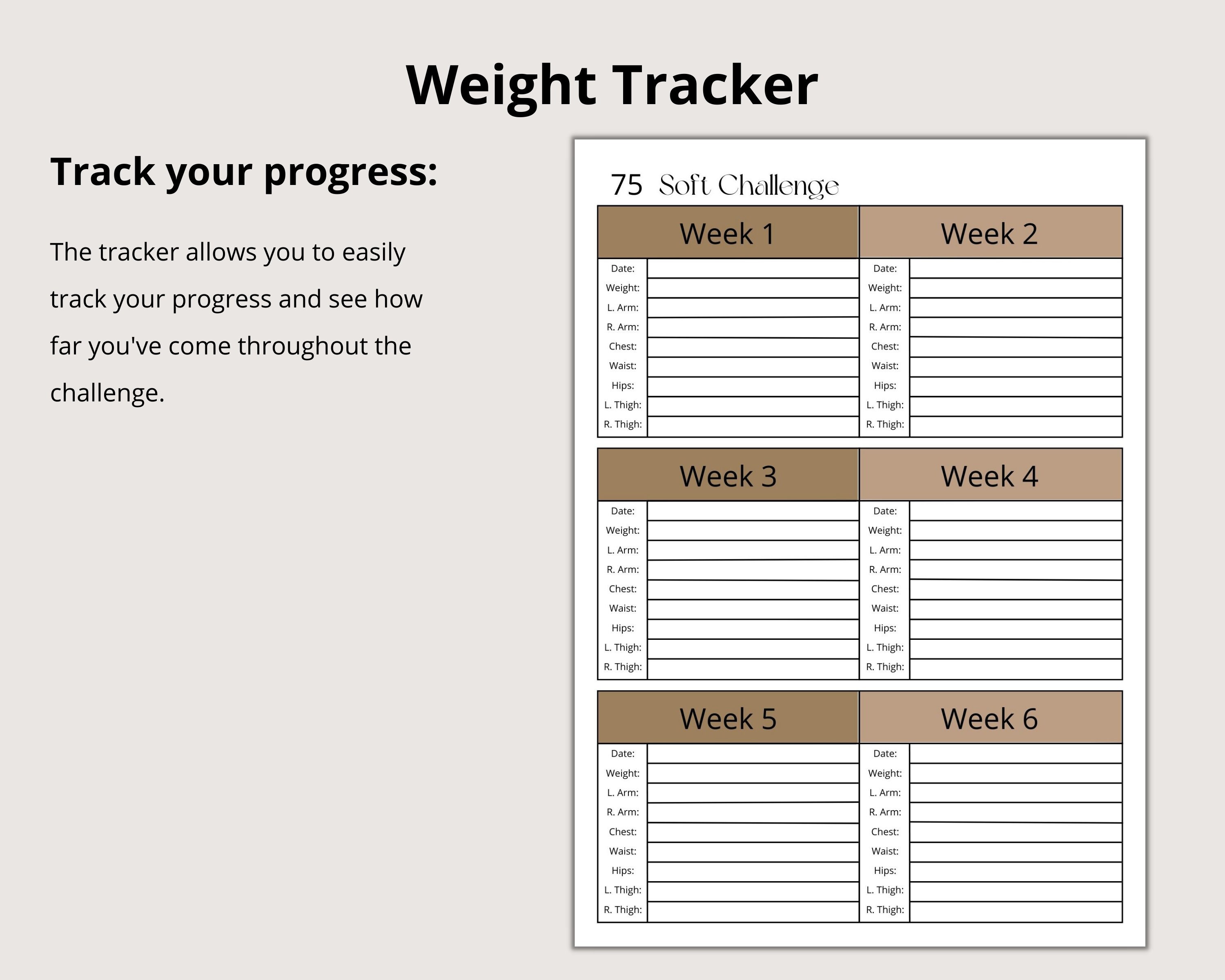 75 Soft Challenge Tracker, 75 Soft Challenge, Self Improvement ...