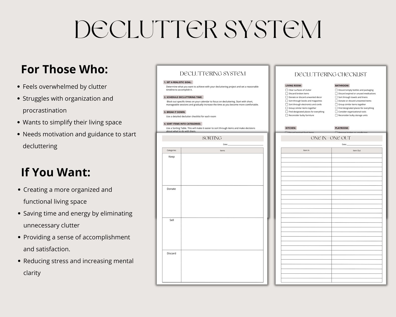 Editable Declutter Planner, Declutter Chechlist, Printable Declutter ...