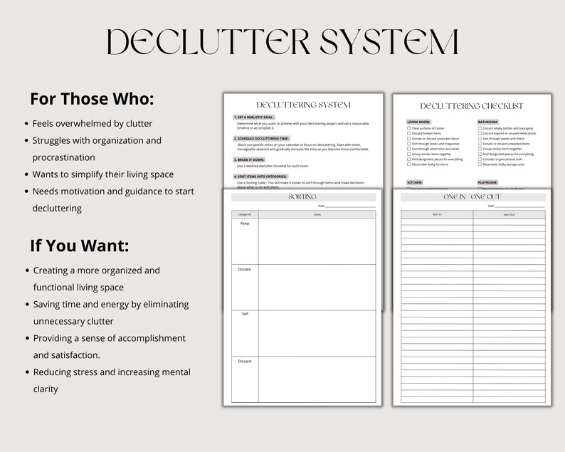 Editable Declutter Planner, Declutter Chechlist, Printable Declutter ...