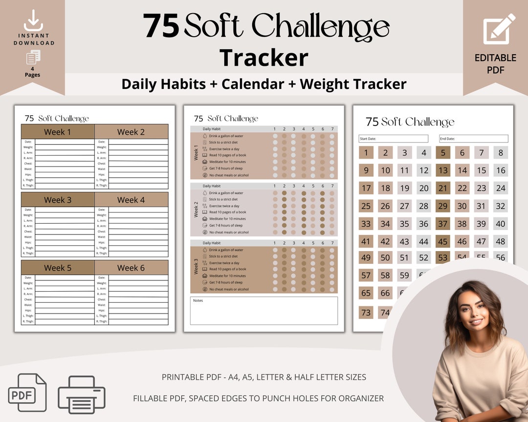 75 Soft Challenge Tracker, 75 Soft Challenge, Self Improvement ...