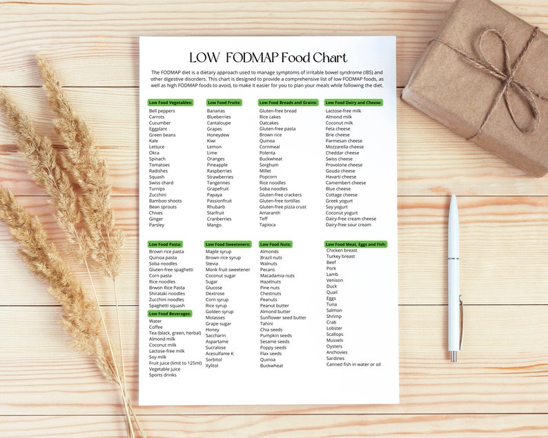 Fodmap Diet and Editable Grocery List Printable PDF Low - Etsy