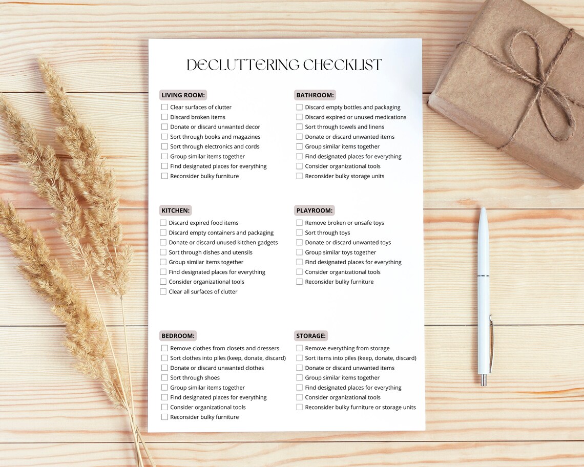 Editable Declutter Planner, Declutter Chechlist, Printable Declutter ...