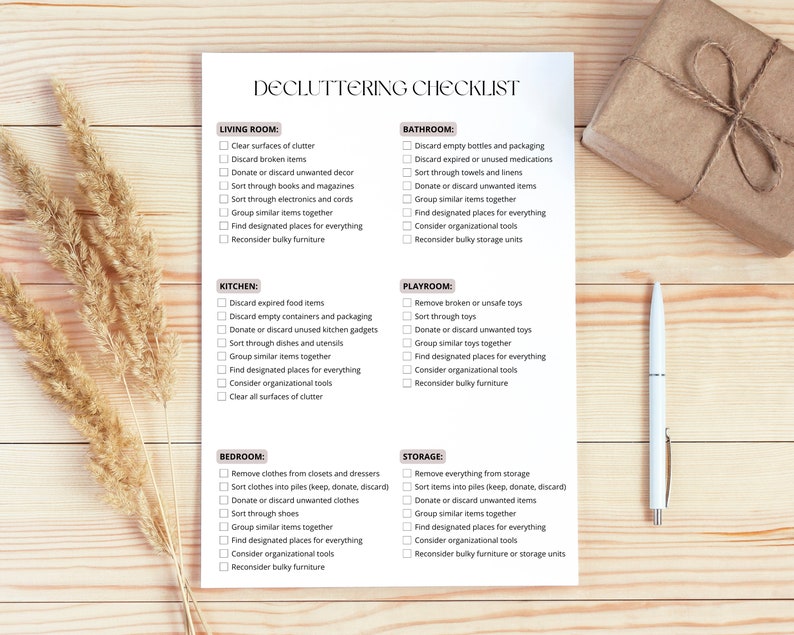 Editable Declutter Planner, Declutter Chechlist, Printable Declutter ...