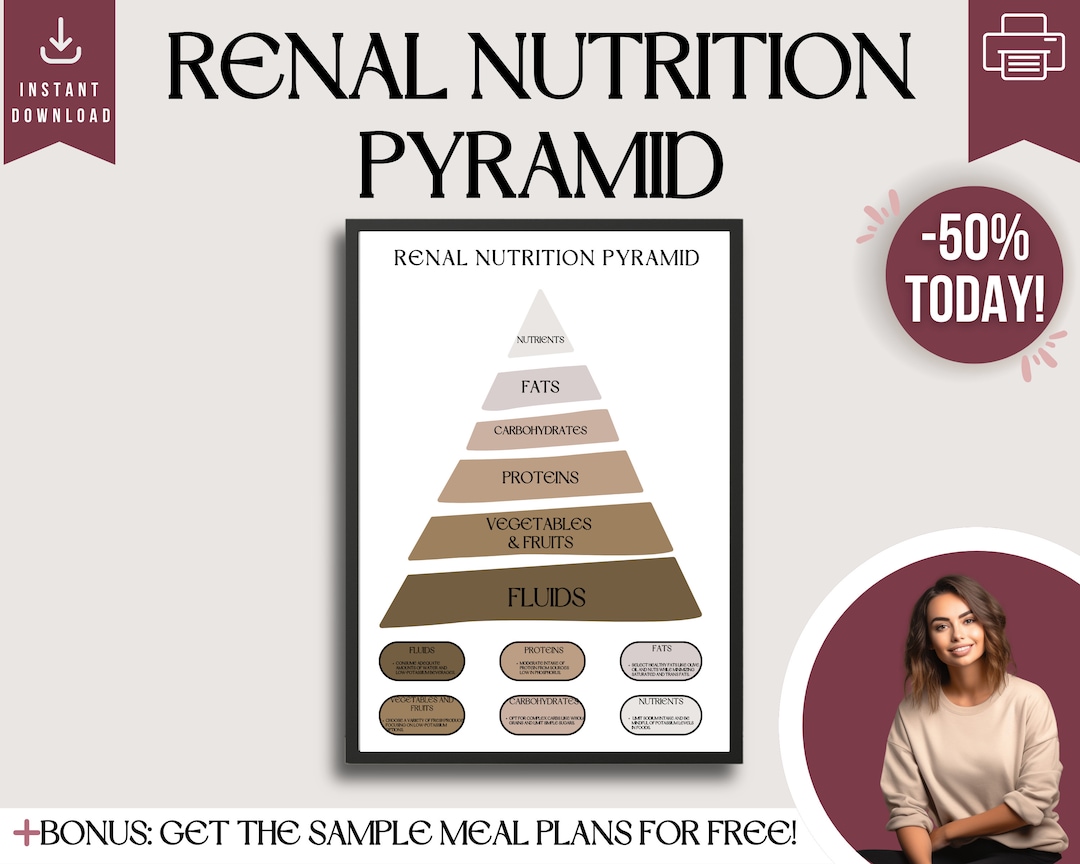 Renal Nutrition Pyramid Printable Wall Art, Kidney Diet PDF, Kidney ...