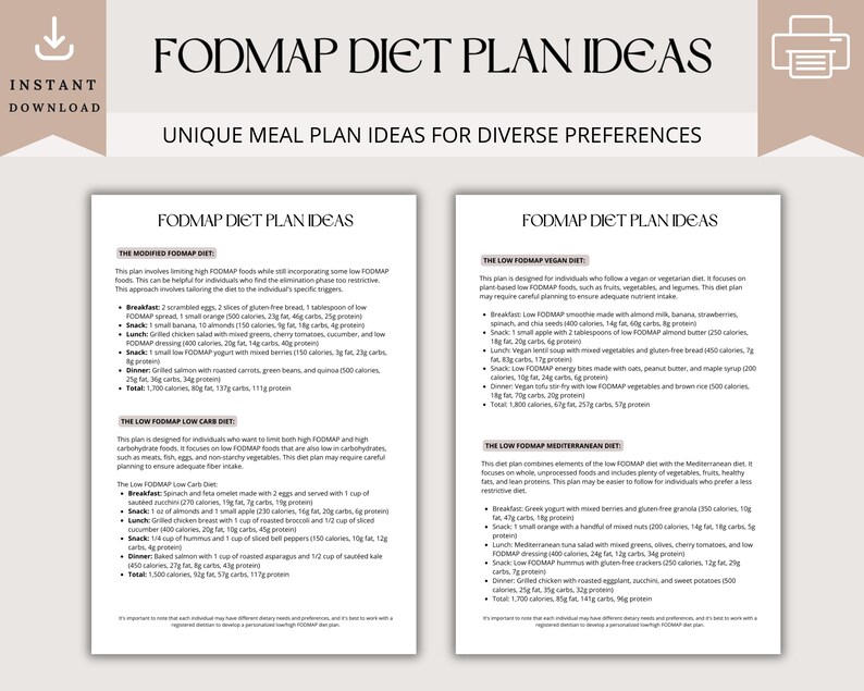 Fodmap Diet and Editable Grocery List Printable PDF Low - Etsy