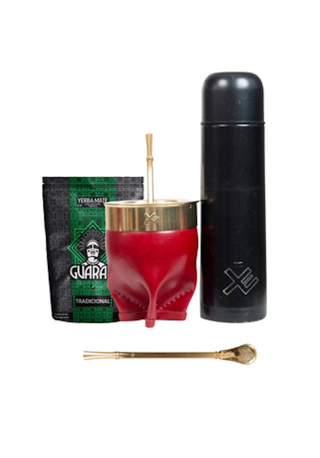 Equismate Yerba Mate Set - Ceramic and Leather Calabash in Red With 1L ...