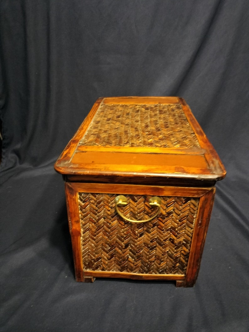 Vintage Bamboo And Wicker Chest Etsy