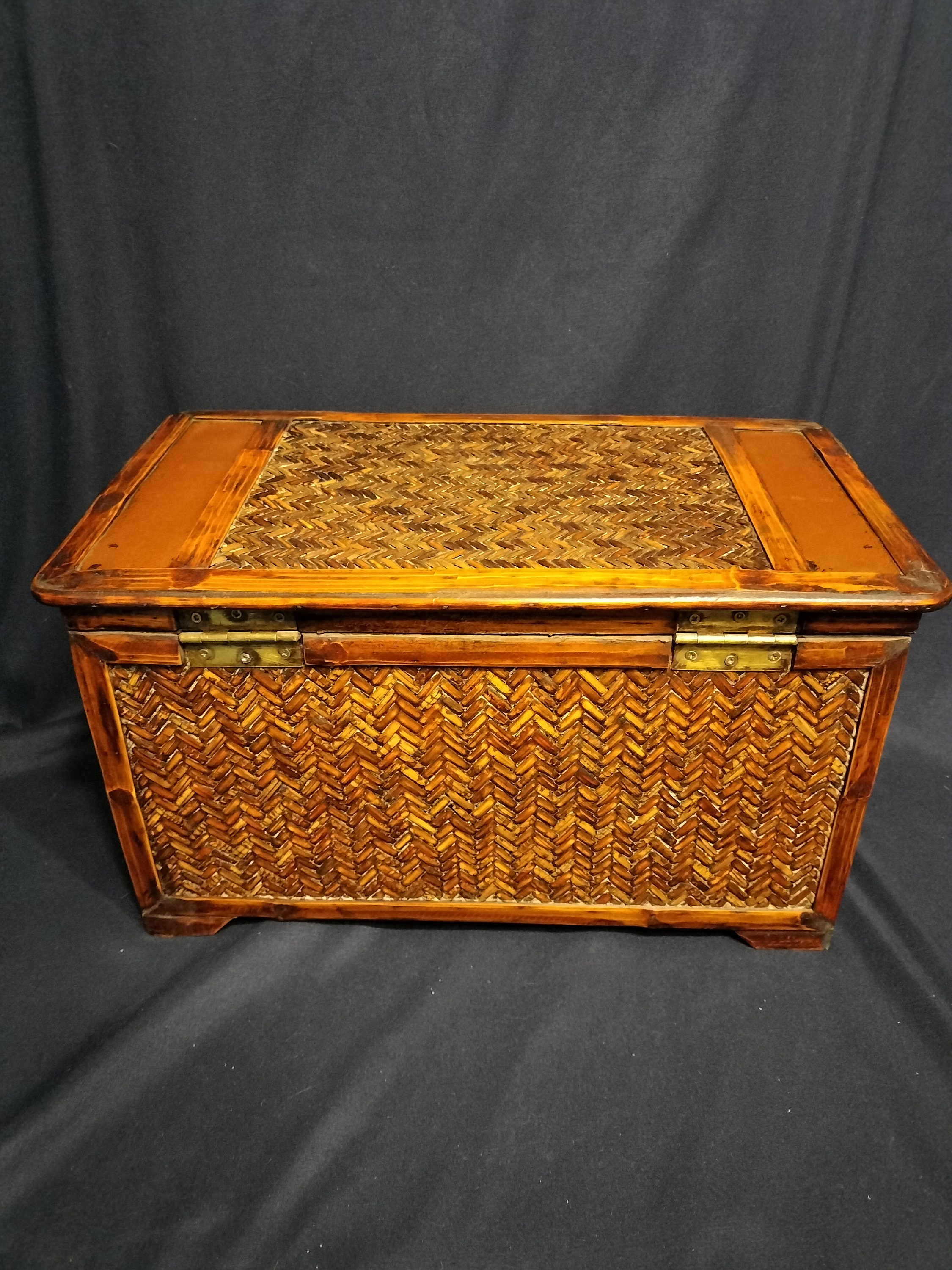 Vintage Bamboo & Wicker Chest - Etsy