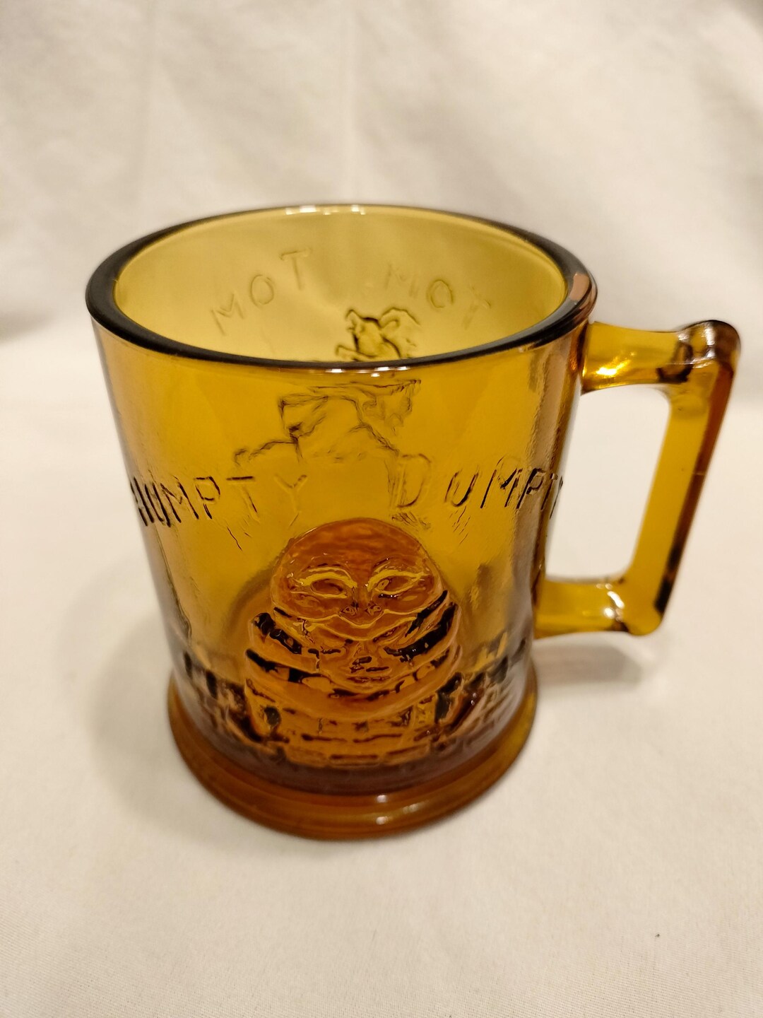 Vintage Mother Goose Amber Glass Mug - Etsy
