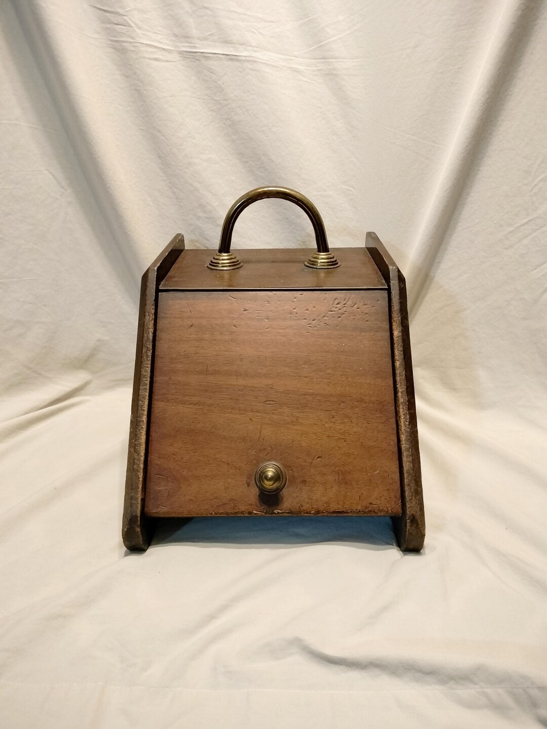 Antique Wood & Brass Coal Box - Etsy