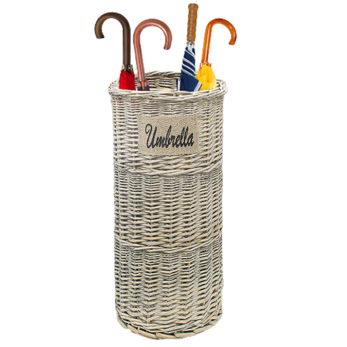 Wicker Umbrella Rack Stand Rattan Wicker Basket Bin Brolly Walking ...