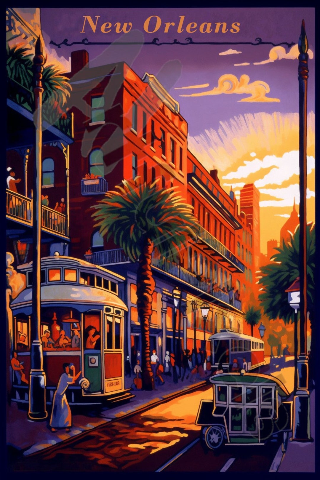 1920s New Orleans Vintage Travel Poster - Jazz Clubs, French Quarter ...