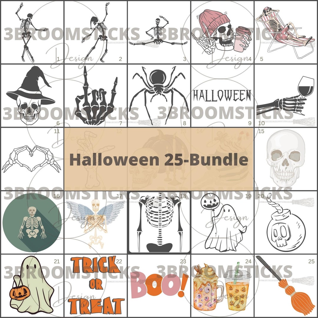 Halloween SVG Bundle Cute Artful Halloween Designs Spooky - Etsy