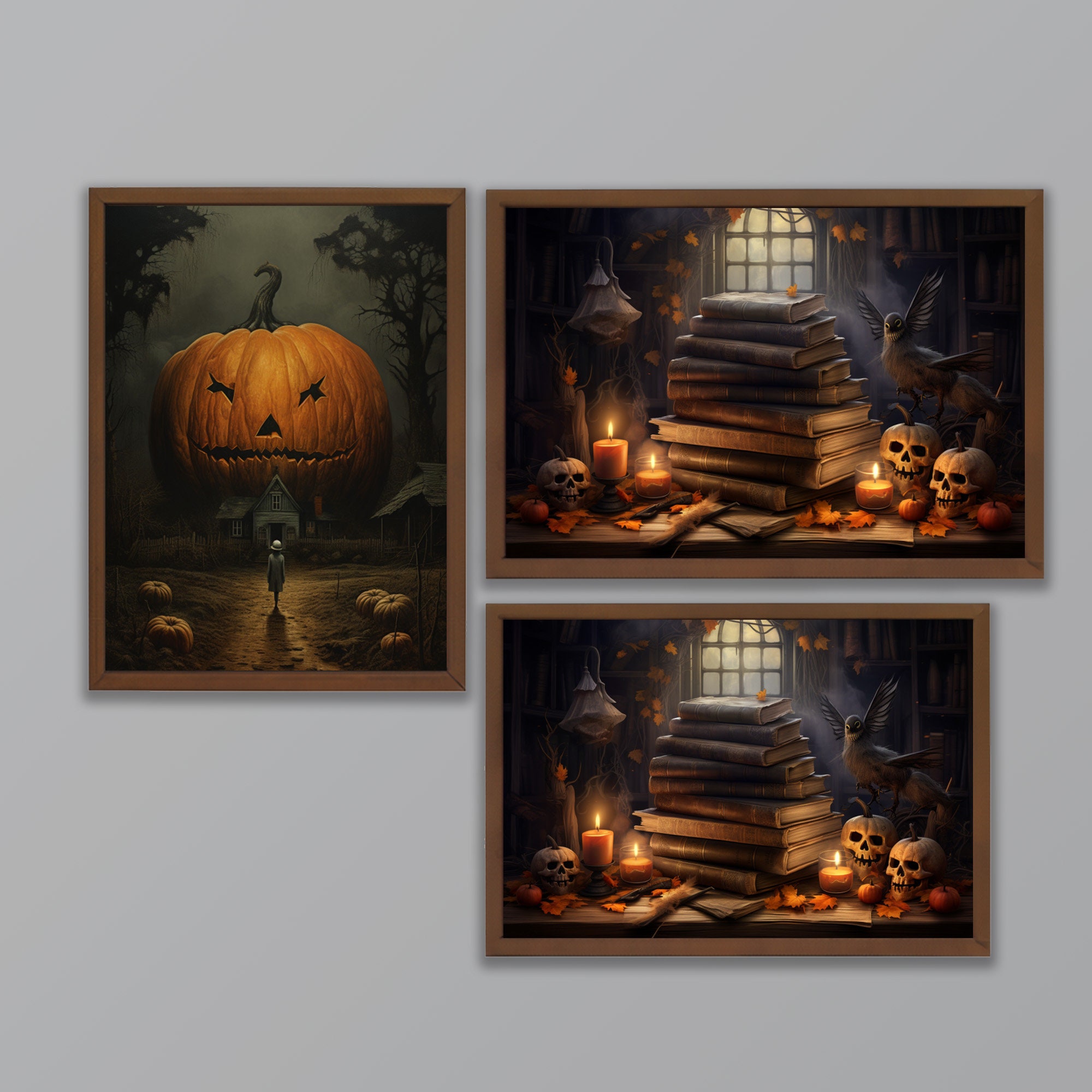 Ghost Paintings Halloween SET of 10 Art Prints, Halloween Ghostly ...