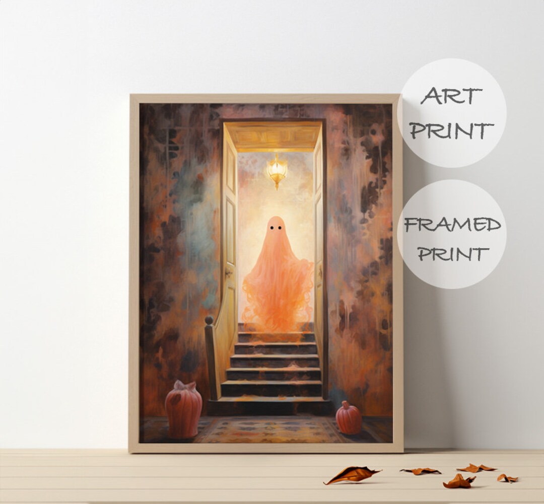 Ghost in Doorway Poster Print, Haunted House Prints, Vintage Halloween ...