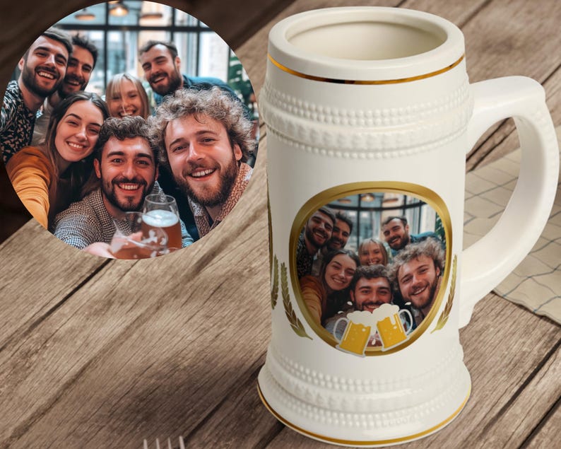 Custom Photo Beer Mug - Personalized Gift Mug - Custom Beer Stein ...
