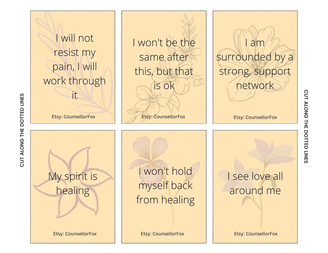 Affirmation Cards for Grief and Loss, Printable, 18 Cards, Cards for ...