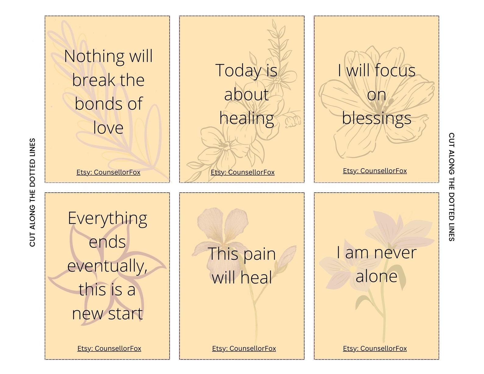 Affirmation Cards for Grief and Loss, Printable, 18 Cards, Cards for ...