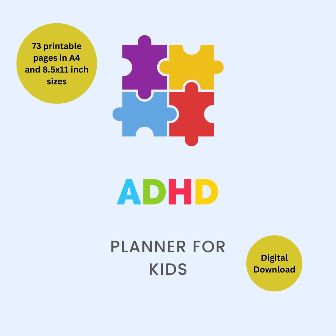 ADHD Planner Printable, Printable Planner, Planner for Kids, Kids With ...