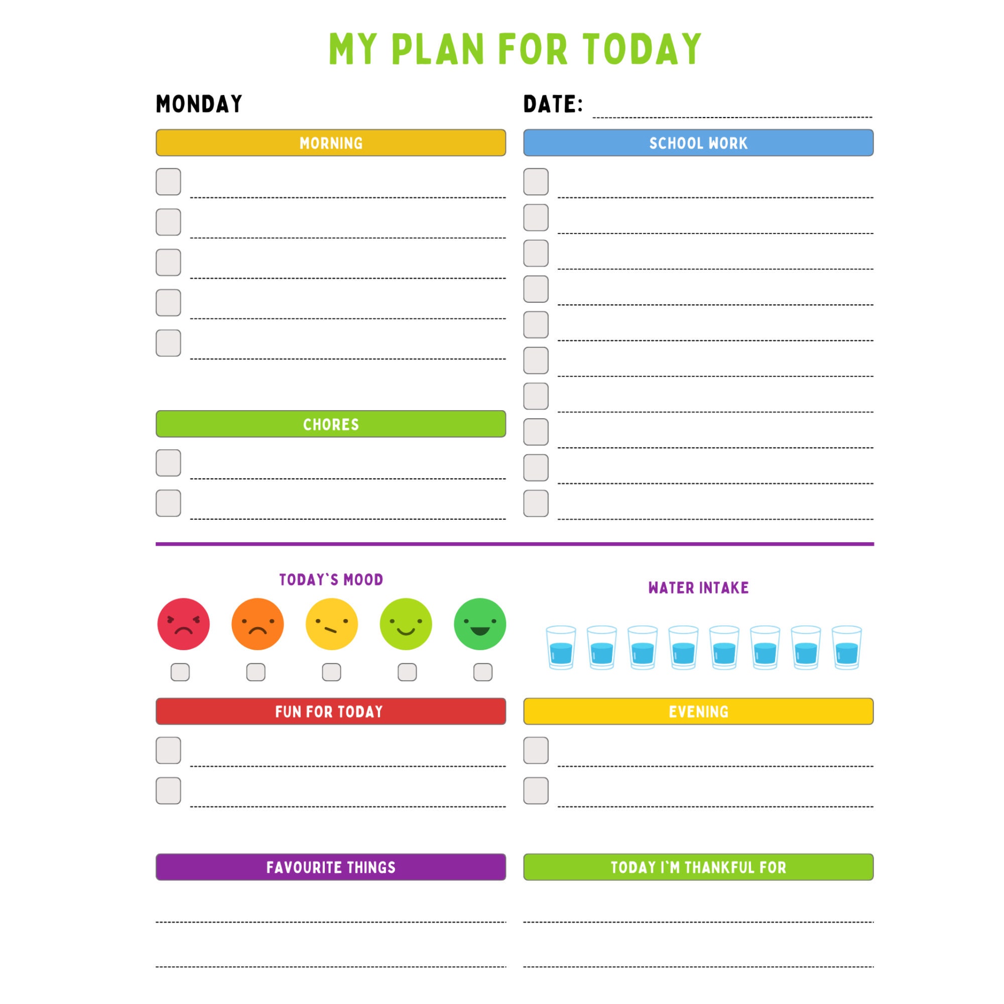 ADHD Planner Printable, Printable Planner, Planner for Kids, Kids With ...